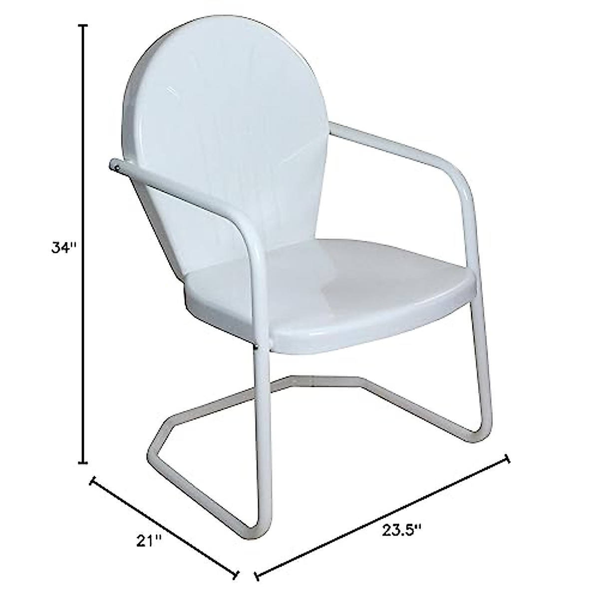 Northlight 34-Inch Outdoor Retro Tulip Steel Armchair, White
