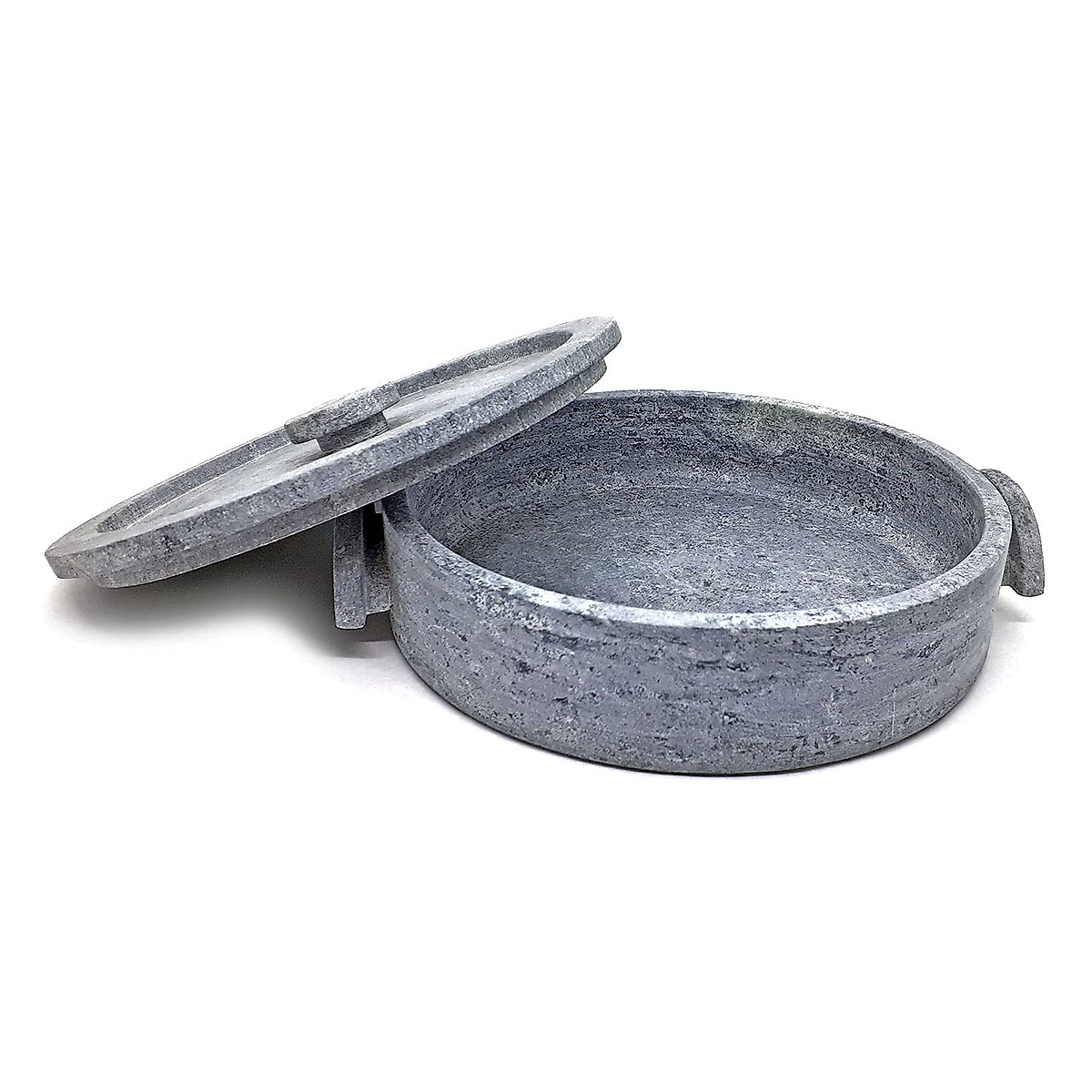 Cookstone 2.4 quarts saute pan and braiser | Handcrafted from a block of pure soapstone | Unique, durable and eco-friendly | Non-toxic and Non-stick | One time seasoning |THE GREEN ALTERNATIVE TO CAST