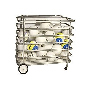 Tandem Sport Portable Locking Ball Cage - Portable Ball Storage - Locking Ball Cage - Sport Equipment Storage - Ball Cart With Wheels - Silver