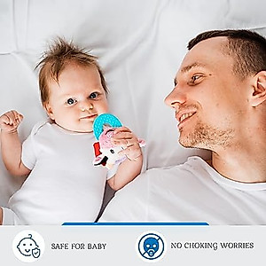 Wristy Buddy Teething Ring for Babies 0-6 8 10 12 Months | Cute Soft Cow Teething Toys & Gloves | Baby Teething Relief Toy Pack | Infant Chew Toys for 3-6 Months, 1 2 3 Years