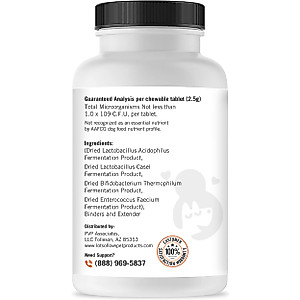 Dog Probiotic Chewable Tablets - Probiotic for Dog - Probiotic Supplement - Lots of Love Pet Products - 60 Count (Pack of 1)