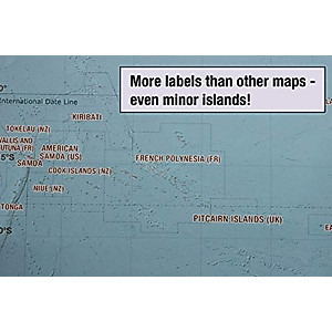 Laminated World Scholar Map Poster | Educational Elementary School Version | Easy-to-Read Large Labels | 36” x 24” | Shipped in a Tube, Not Folded | Great for The Home or Classroom