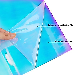 VINYL FROG Glow in The Dark Opal Adhesive Vinyl, 12" x6ft Opal White Iridescent Craft Vinyl Green Luminous Fluorescent Holographic Vinyl for Decals, Cars, Bikes, Motorcycles, Helmets, Mailbox