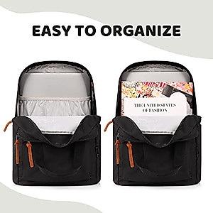 Choco Mocha Daisy Backpack for Teen Girls, Travel Middle School Backpack for Girls High School College Bookbag 16 Inch, Black