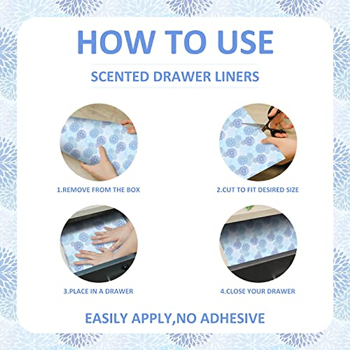 Cotton Scented Drawer Shelf Liners - Scent-hi 6 Sheets Fragrant Drawer Paper Liners for Dresser, Shelf, Cabinet, Dresser, Closet, Shoe Chest, Vanity, Scented Gift Set