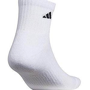 adidas Men's Athletic Cushioned Quarter Socks (6-Pair), White/Black, Large
