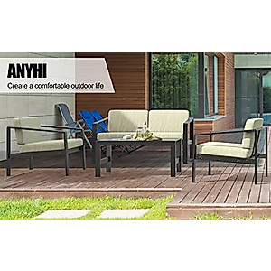 3 Pieces Outdoor Patio Sectional Sofa Couch, Aluminum Furniture Sets, White Outdoor Sofa Sets,Patio Conversation Sets for Restaurant, Outdoor Courtyard, Garden, Open-air Balcony, Poolside