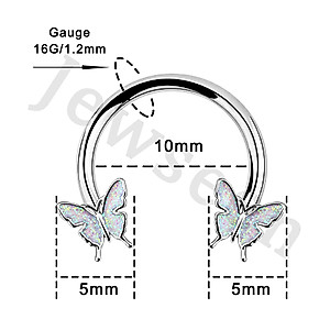Jewseen Butterfly Daith Earring, 16G/1.2mm Gauge, 316L Surgical Steel, Hypoallergenic, for Cartilage Piercing