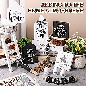 BFAZKXY 12pcs Farmhouse Tiered Tray Decor Set, Rustic Farmhouse Decor Wood Sign for Home & Kitchen Decor