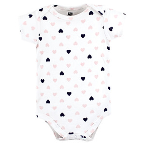 Hudson Baby Unisex Baby Cotton Bodysuits, Girl Mommy Pink Navy, 6-9 Months
