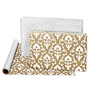 American Greetings Reversible Wedding Wrapping Paper, Bridal Designs (4 Rolls, 120 sq. ft.)