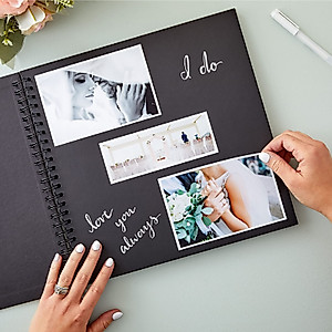 Paper Junkie Hardcover Scrapbook - Blank Wedding Guest Book, DIY Photo Album, Black Spiral Bound Cardboard Cover Sketchbook for Kids Craft, Diary Journal - Square - 40 Sheets - 12x12