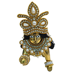 FUTUREZ KEY Laddu Gopal Handmade Jewellary Set/Decorative Mukut, Mala, Bangles Set Gopal Sringar Set (2-3 Size)