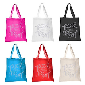 CrystalsRus Black Trick or Treat Halloween Rhinestone Tote bag Trick or Treat Tote bag party gift sweet bag fancy dress ghost