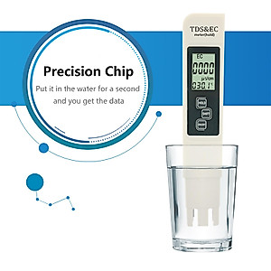 JiocoVino A1-TDS Meter Digital Water Tester, TDS Temperature EC Meter 3 in 1, Convenient&Accurate Measurement 0-9990pm for Household Drinking, Hydroponics, Tap Water, Aquariums, etc. (White)