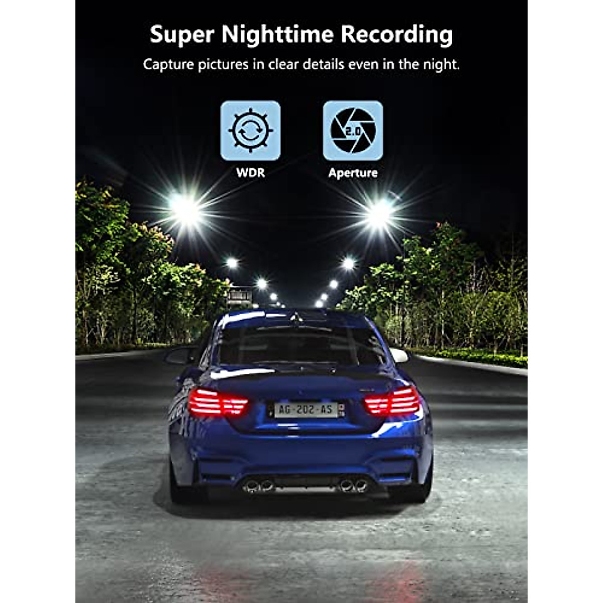 Dash Cam Front and Rear, Mini Dash Cam 1080P Full HD with 32GB SD Card, 2.45 inch IPS Screen, 2 Mounting Ways, Night Vision, WDR, Accident Lock, Loop Recording, Parking Monitor, Motion Detection