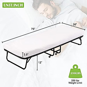 YIQIEDEY Guest Bed Folding Bed Frame Fold Up Heavy Duty Extra Portable Camping Cots Without Wheels Hideaway Temporary Single Twin Size Rollaway Bed for Adults,Kids - 150LBS Capacity
