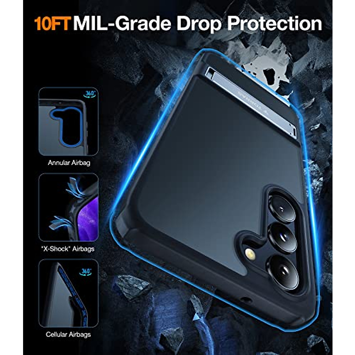 TORRAS MarsClimber for Samsung Galaxy S23 Plus Case, [3-Way Stand][MIL-STD Protection] Protective Translucent Matte Hard Back & Soft Silicone Edge Phone Case for Samsung S23 Plus Case 5G, Black