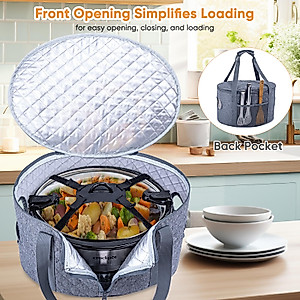 BAGSPRITE Slow Cooker Carrying Case Compatible with 6-8 Quart Crockpot Carrier for Hot Food and Hamlton Beach Slow Cooker Tote with Lid Fastener for Crock-pot Dust Cover Applicances