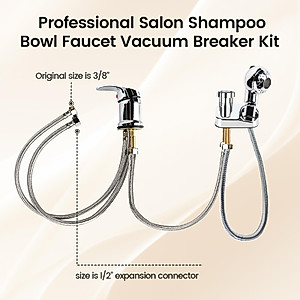 Toriexon Salon Shampoo Bowl Faucet Vacuum Breaker Kit, Faucets for Shampoo Bowls with Hose and Sprayer Replacement Part, Shampoo Sprayer, Vacuum Breaker, Hair Salon Faucet Sprayer Hose Set