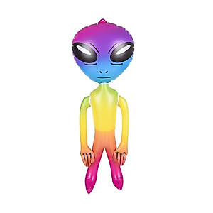 Novelty Treasures Colorful UFO Alien Inflate 3 Pack Space Galaxy Tie Dye Rainbow Party Decorations