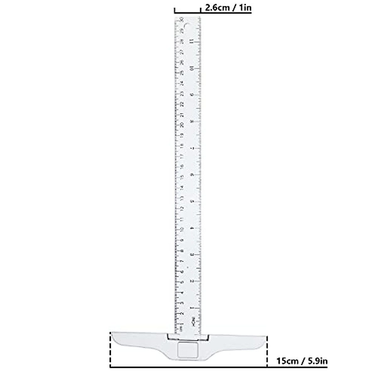 Kyuionty 2Pcs Junior T-Square Plastic Transparent T-Ruler 30cm/ 12 Inch for Drafting & Art Framing