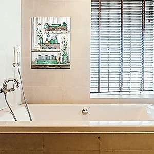 Bathroom Decor Wall Art, Bathroom Rules Wall Decor, Dragonfly Wall Art Teal Rustic Farmhouse Bathroom Canvas Prints Signs Wood Background Bathroom Pictures Artwork Framed Bath Laundry Home Decorations