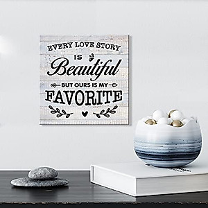 Romantic Quote Sign Wall Art Prints Canvas Painting Every Love Story is Beautiful Print Country Home Bedroom Decor 8" x 8"