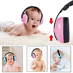 Rngeo 2 Packs Baby Noise Canceling Headphones, Baby Ear Protection Earmuffs Infant Hearing Protection Ear Muffs for Babies, Infants, Toddlers and Newborns Age 0-2+ Years (Blue & Pink)