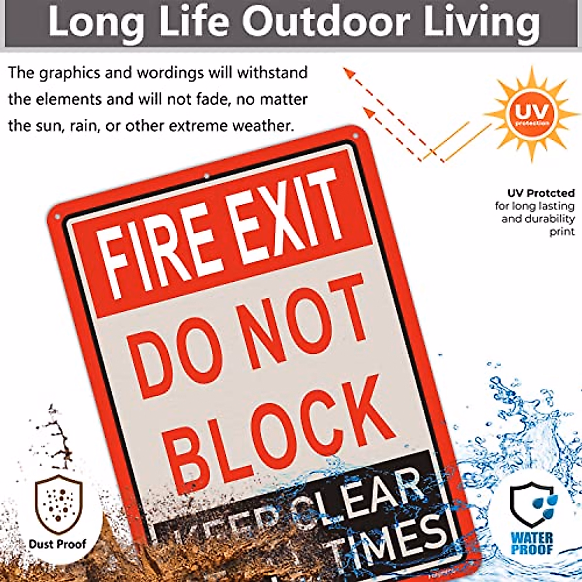 2 Pack Fire Exit Do Not Block Door Keep Clear at All Times Signs 14x10 Inches Fire Exit Safety Sign Do Not Block Sign Metal Reflective Sturdy Rust Aluminum Weatherproof Durable Easy to Install