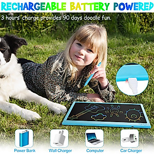 16 Inch Rechargeable LCD Writing Tablet, Erasable & Colorful Doodle Board with Eye-Protecting Large Screen, Educational Learning Toys for 3 4 5 6 7 Year Old Kids, Drawing Tablet Gift for Boys Girls