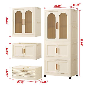 EHAMILY Portable Kids Closet Children's Wardrobe Collapsible Plastic Large Baby Clothes Cabinet Bedroom Nursery Armoire Toddler Dresser with Hanging Rod and Door Quick Install White