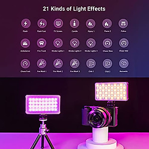 simorr P96L RGB Video Light Portable LED Camera Light Panel with Mini Tripod/Cold Shoe Adapter, Photography Lighting for Vlogging/Videography/Live Streaming 2500K-8000K -3861