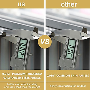 MUPATER 4x8 FT Outdoor Storage Shed with Lockable Door, Metal Lean to Shed Garden Tool Storage Shed House, Storage Shed Kit for Patio, Backyard, Lawn, Grey