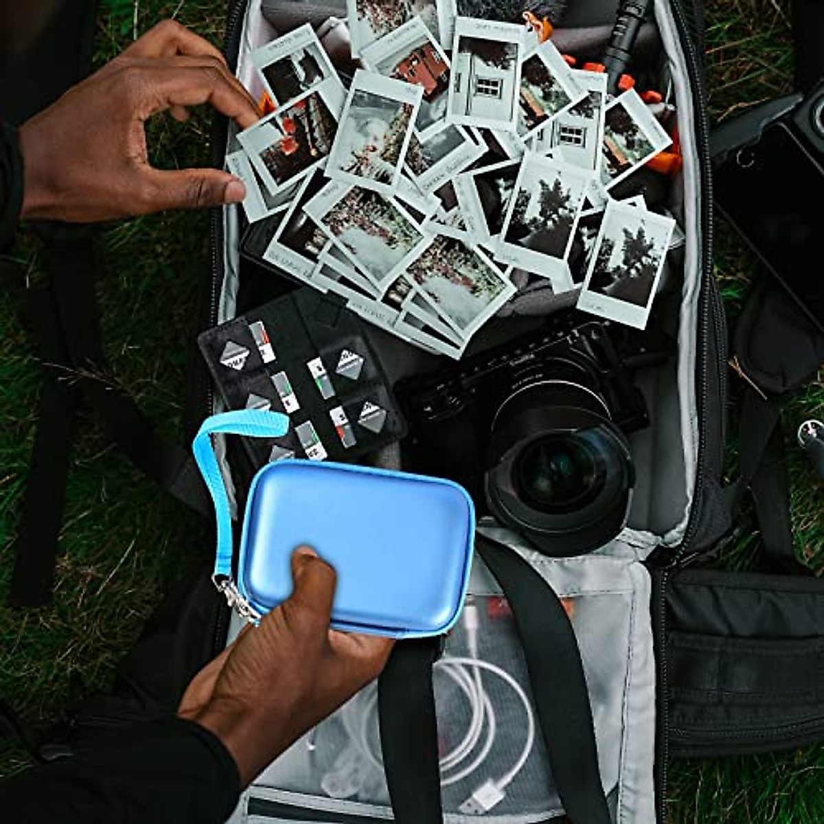 Case Compatible with Canon Ivy 2/ for Ivy Mini Photo Printer/for Canon Ivy CLIQ+/CLIQ 2/ CLIQ+2 Instant Camera Printer, Portable Bluetooth Photo Printer Storage Holder for Paper and Cable-Blue