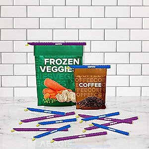 GRIPSTIC Bag Sealer - Reusable Chip Clips, Bag Clips. Patented. Airtight & Waterproof Seal on Food Storage Bags, Kids Snacks & More. Near Zero Waste. 12ct Small