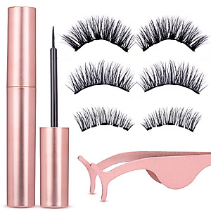 Magnetic Eyelash Kit, Premium Magnetic Eyelash with Eyeliner Kit, includes 2 Pairs of Reusable Realistic and Soft Magnetic Eyelashes, Advanced Eyeliners, Strong Hold, Easy to Apply Magnetic Eyeliner