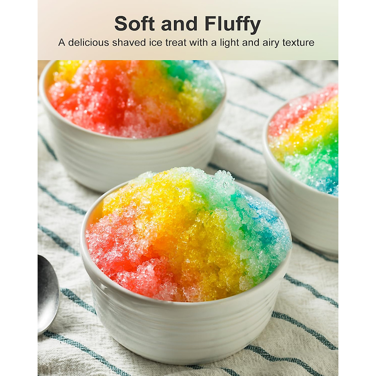 CROWNFUL Shaved Ice Machine, Snow Cone Machine with 2 Ice Cups, Ice Shaver Machine for Snow Cones, Snowballs, Frozen Cocktails and More, Easy to DIY with Snow Cone Syrup at Home