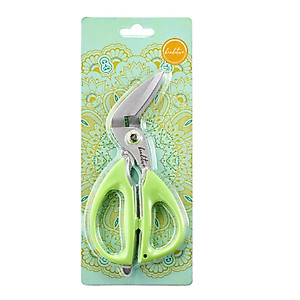 Beaditive Heavy Duty Multipurpose Angled Craft Scissors 7" - Japanese Stainless Steel, Serrated Blade - Craft Shears for Cardboard, Plastic, Leather, Fabrics, and Packaging