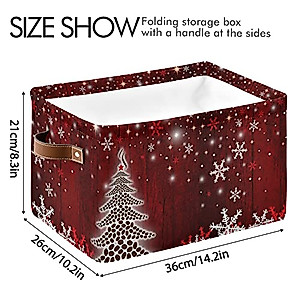 WIHVE Storage Basket Christmas Tree Snowflake Decorative Basket Rectangular Storage Bin Organizer Basket with Handles