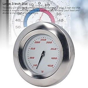 Grill Thermometer, Stainless Steel Temp Gauge 3 Inch Food Grill Thermometer Industrial BBQ Grill Smoker Thermometer Gauge, 50‑450℃