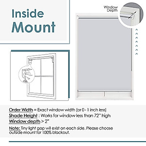 ChrisDowa 100% Blackout Roller Shade, Window Blind with Thermal Insulated, UV Protection Fabric. Total Blackout Roller Blind for Office and Home. Easy to install.Lightgrey,65" W x 72" H