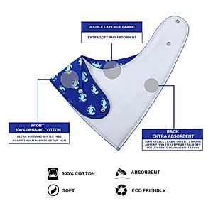 PandaEar Baby Bandana Drool Bibs 6-Pack with Teething Toys, Super Absorbent, 100% Organic Cotton, Neutral Color for Boys & Girls (Neutral)