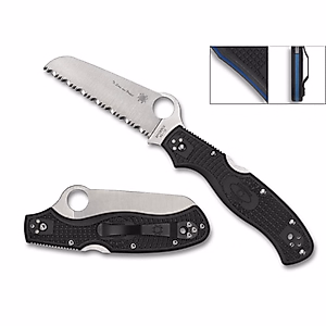 Spyderco Rescue 3 Lightweight Knife with 93mm Flat Ground Steel Blade and Tunnel to Towers Black FRN Handle - SpyderEdge - C14FSBKBL3