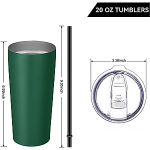 VEGOND 20oz Tumbler Stainless Steel Tumbler with Lid And Straw Vacuum Insulated Double Wall Travel Coffee Mug(dark green package 1)