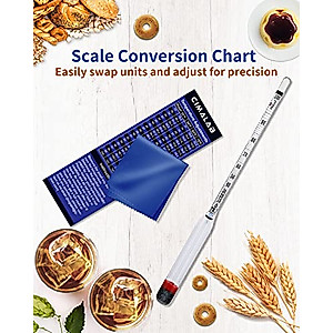 Cimalab Hydrometer Alcohol Meter, Hydrometer Alcohol 0-200 Proof and Tralle Hydrometer, Alcohol Proof Tester for Liquor/Moonshine/Proofing Distilled/Spirits/Distilled Alcohol Proof