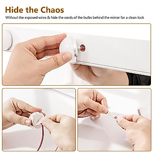 usikey Vanity Desk with Large Lighted Mirror, Makeup Vanity with 10 Lights, 2 Drawers & Power Strip, Vanity Desk Set, Dressing Vanity Tables for Women Girls, Bedroom, White