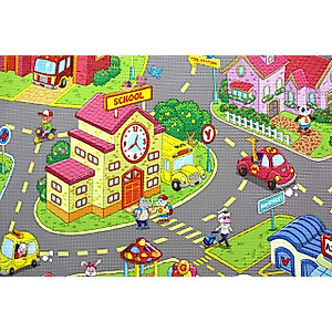 Baby Care Play Mat - Playful Collection - Play Mat for Infants – Non-Toxic Baby Mat – Cushioned Baby Mat Waterproof Playmat – Reversible Mat (Medium, Zoo Town)
