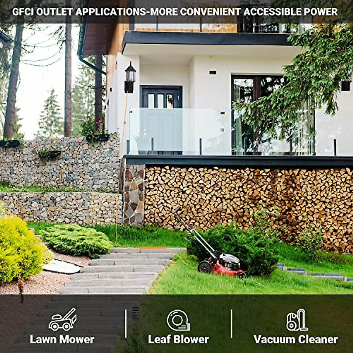 Dusk to Dawn Sensor Outdoor Wall Lantern with Built-in GFCI Outlet, Black Porch Lights Outdoor Wall, Anti-Rust Exterior Light Fixture, Waterproof Outside Wall Sconce Lighting for Garage Front Door