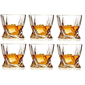 Whiskey Glasses set of 6 Crystal Old Fashioned Rock Glass Scotch Bourbon and Spirits 10 Ounce Liqueur Tumbler Thick Weighted